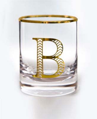 Qualia Glass Monogram Rim and Letter B Double Old Fashioned Glasses ...