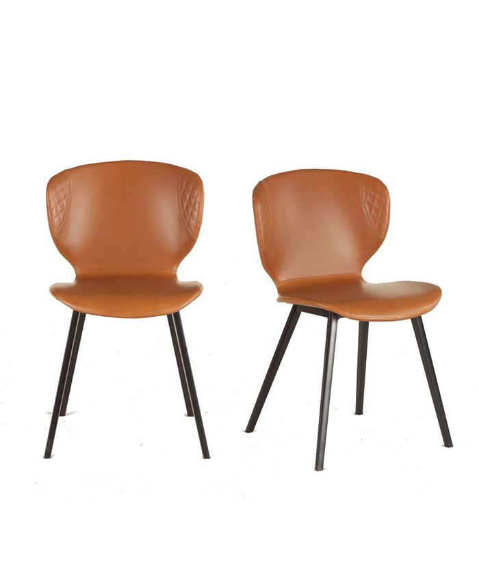 World Interiors Hudson Faux Camel Leather Dining Chairs, Set of 2 - Macy's