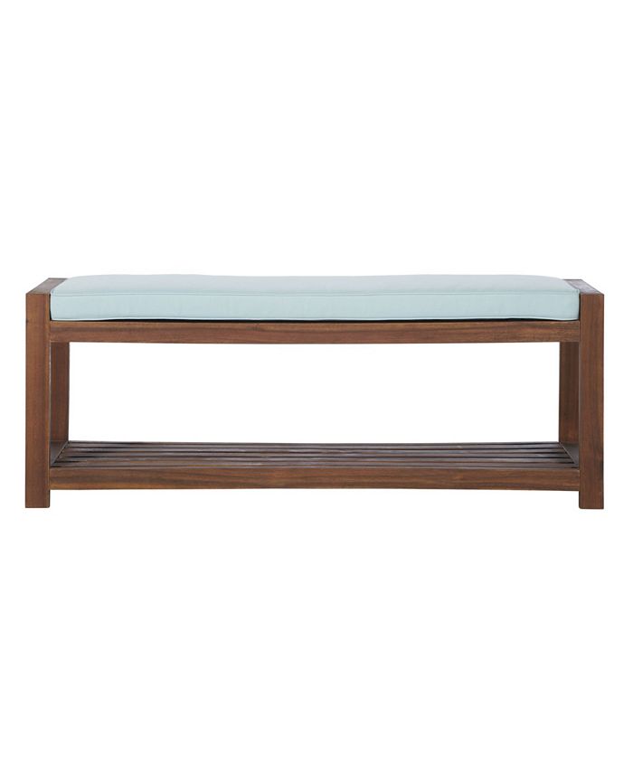 Walker Edison 48" Patio Wood Bench With Cushion - Macy's