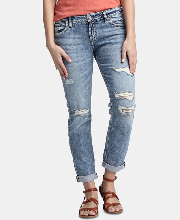Silver Jeans Co. Ripped Boyfriend Jeans - Macy's