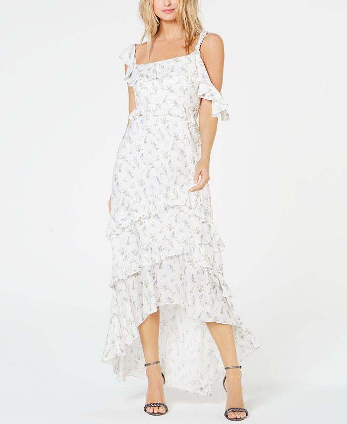 Rachel Zoe Joanna Printed Asymmetric Ruffled Midi Dress - Macy's