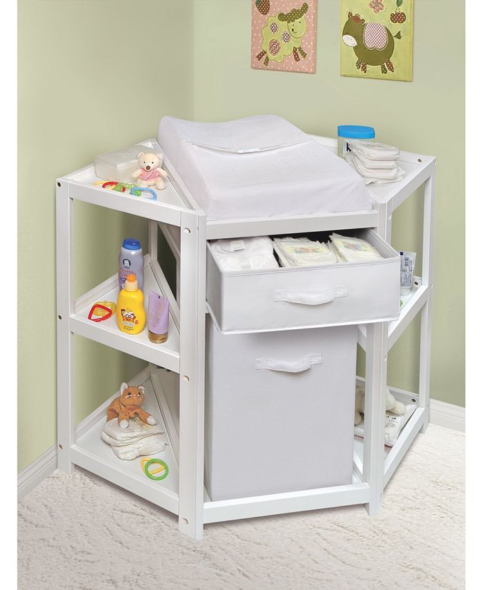 Badger Basket Diaper Corner Baby Changing Table with Hamper and Basket ...