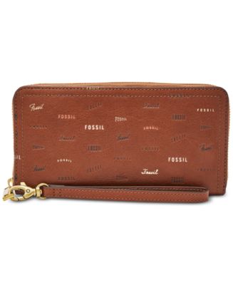 Fossil Logan RFID Logo Zip Around Leather Wallet - Macy's