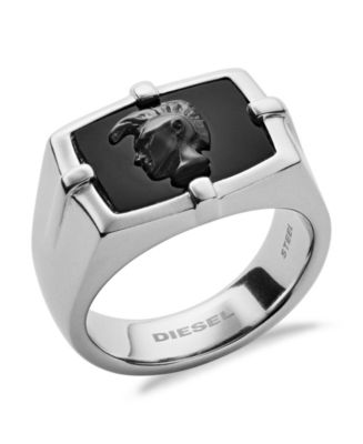 Diesel Men's Stainless Steel and Agate Ring - Macy's