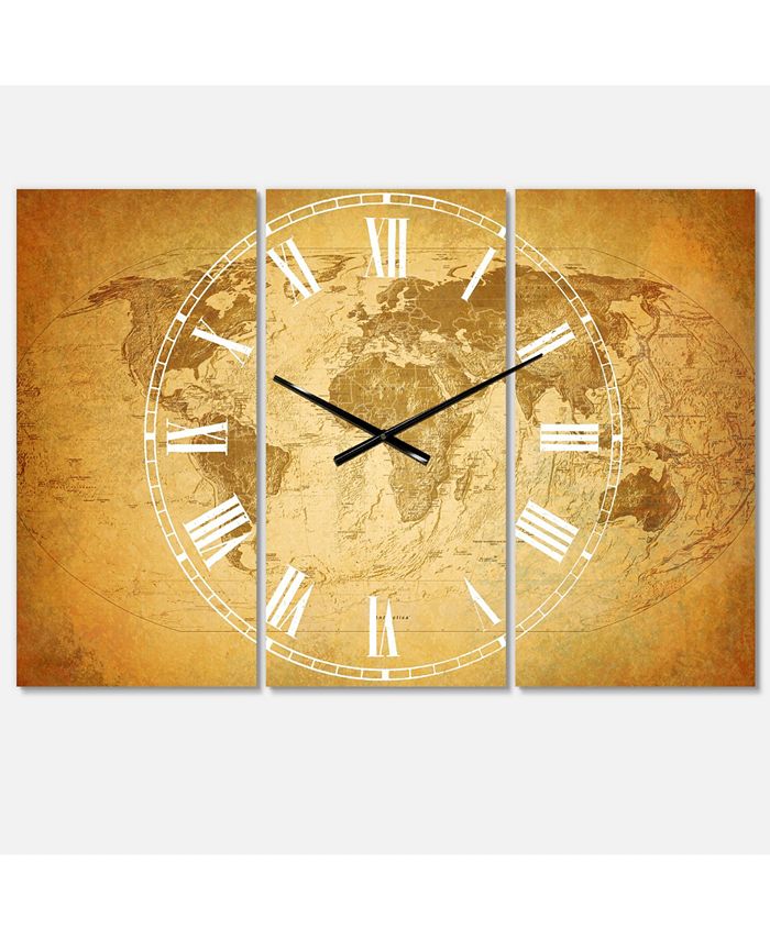 Design Art Designart Traditional 3 Panels Metal Wall Clock - Macy's