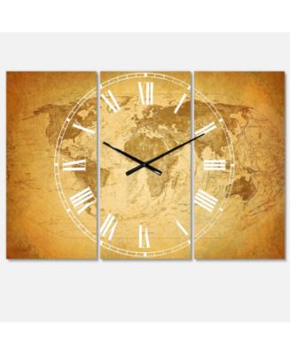 Design Art Designart Traditional 3 Panels Metal Wall Clock - Macy's