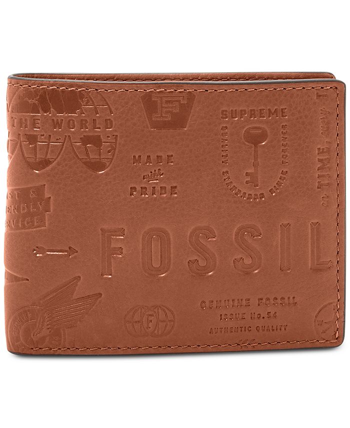 Fossil Men's Fred Embossed Flip-ID Leather Wallet - Macy's
