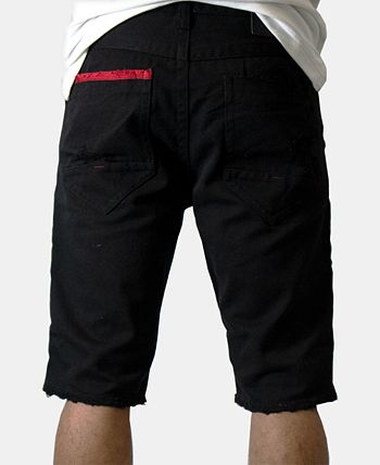 Heritage America Men's Red Trim Ripped Denim Shorts - Macy's