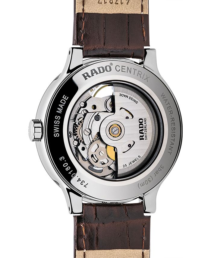 Rado Women's Swiss Automatic Centrix Brown Leather Strap Watch 38mm ...