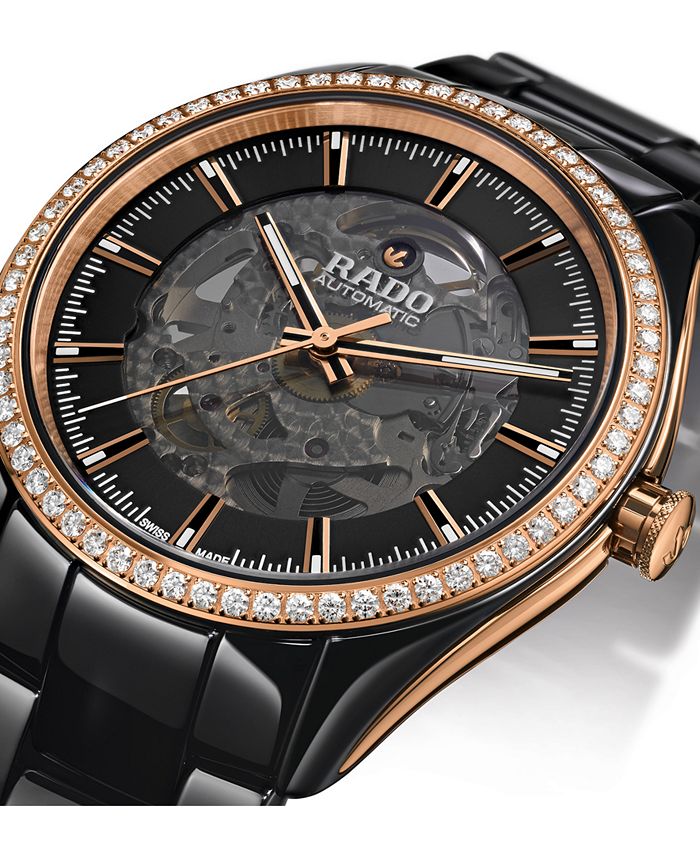 Rado Women's Swiss Automatic HyperChrome Diamond (9/10 ct. t.w.) Black ...