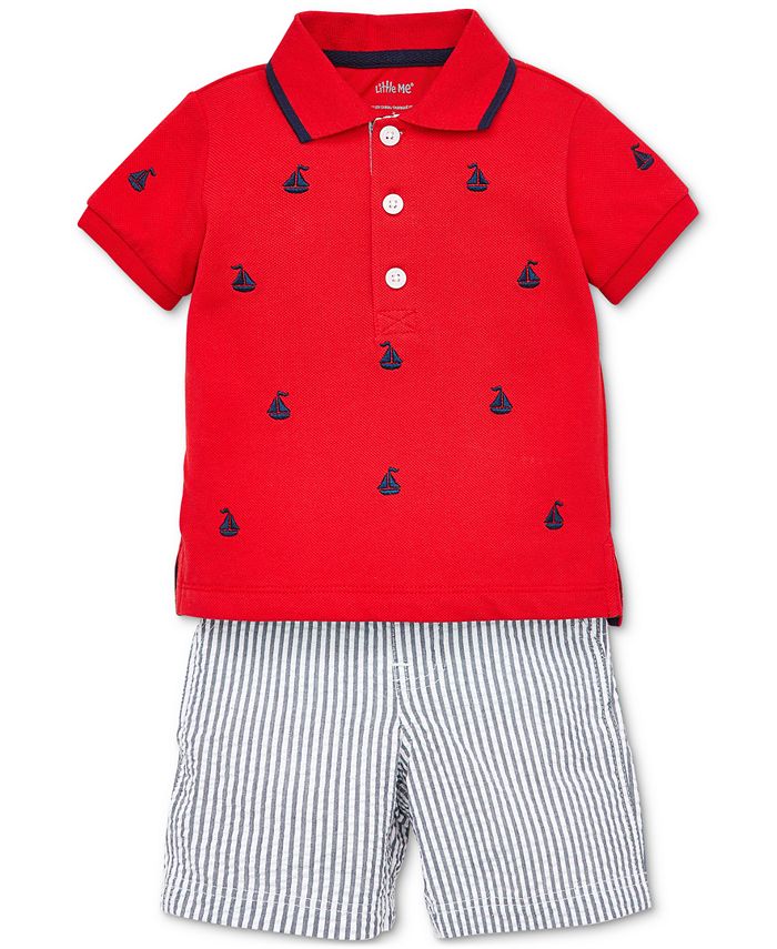Little Me Baby Boys 2-Pc. Cotton Polo Shirt & Shorts Set - Macy's