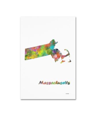 Marlene Watson 'Massachusetts State Map-1' Canvas Art - 12" x 19" - Macy's