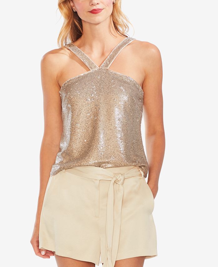 Vince Camuto Sequined Halter Top - Macy's