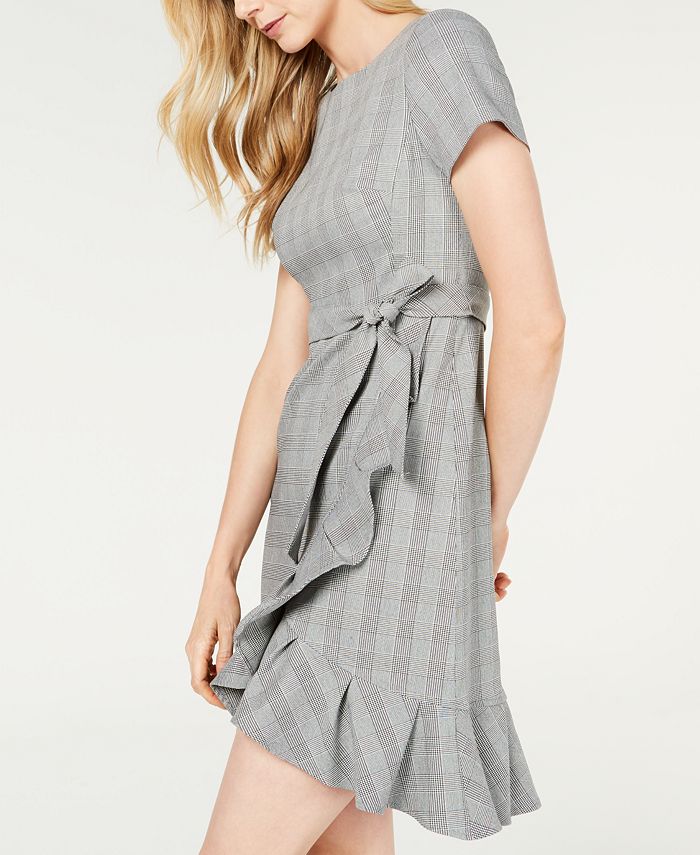 Calvin Klein Plaid Ruffled Dress - Macy's