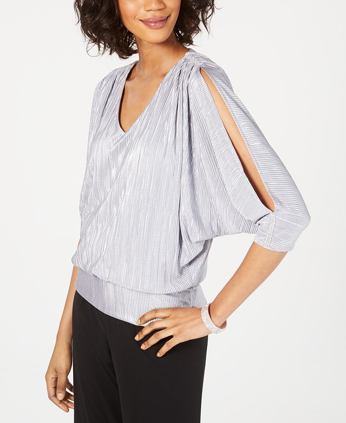MSK Metallic Blouson Top - Macy's