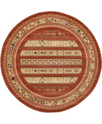 Bayshore Home Ojas Oja4 Rust Red 8' x 8' Round Area Rug - Macy's
