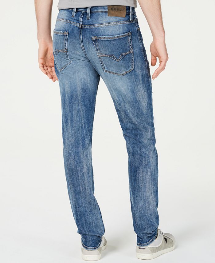 GUESS Men's Slim, Tapered Ripped Jeans - Macy's