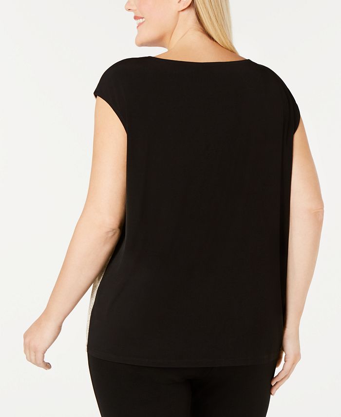 Calvin Klein Plus Size Colorblocked Top - Macy's