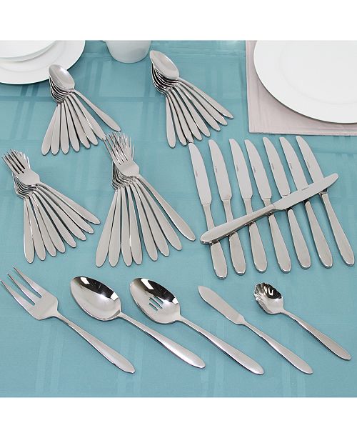 Oneida CLOSEOUT! Mooncrest 45-Pc. Stainless Steel Flatware Set, Service ...