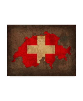 Red Atlas Designs 'Switzerland Country Flag Map' Canvas Art - 19" x 14 ...