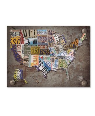 Masters Fine Art 'USA License Plate Map on Metal' Canvas Art - 35" x 47 ...