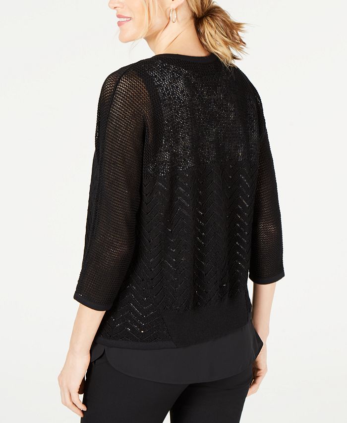 JM Collection Petite Mixed-Stitch Cotton Cardigan Sweater, Created for ...