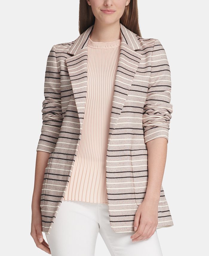DKNY Striped Jacquard Open-Front Jacket - Macy's