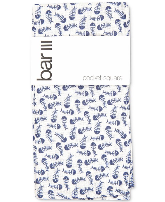 Bar III Men's Fishbone-Print Pocket Square, Created for Macy's - Macy's