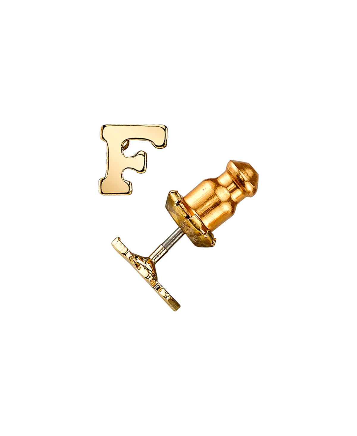 Click here for 2028 14K Gold-Dipped Initial Button Earrings - F prices