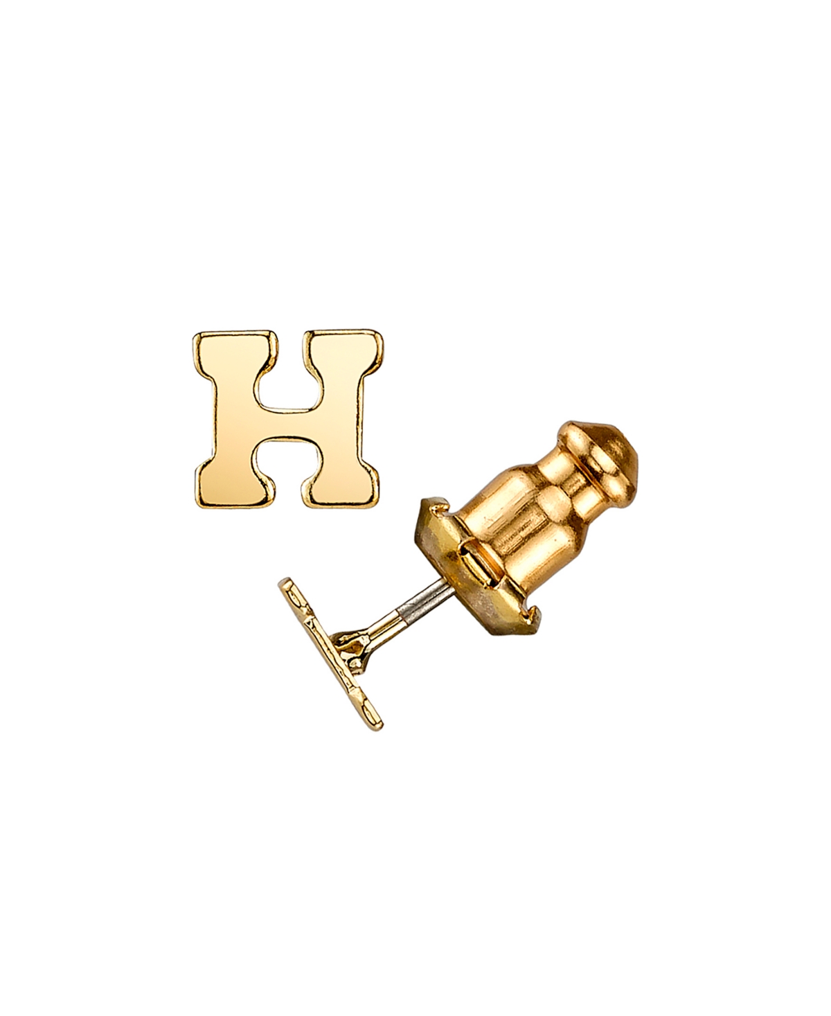 Click here for 2028 14K Gold-Dipped Initial Button Earrings - H prices