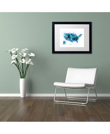 Trademark Global Michael Tompsett 'US Paint Splashes Map' Matted Framed ...