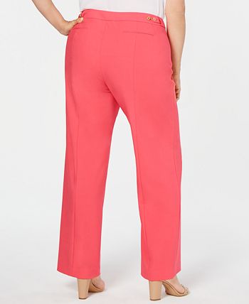 Calvin Klein Plus Size High-Rise Straight-Leg Pants - Macy's