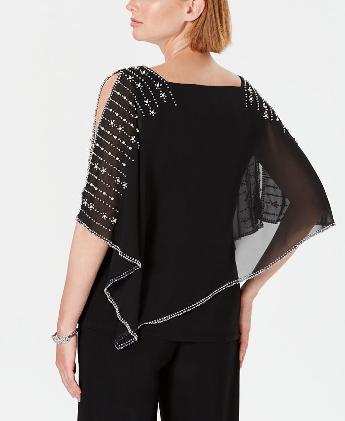 MSK 28th & Park Embellished Chiffon-Overlay Top, Created for Macy's ...