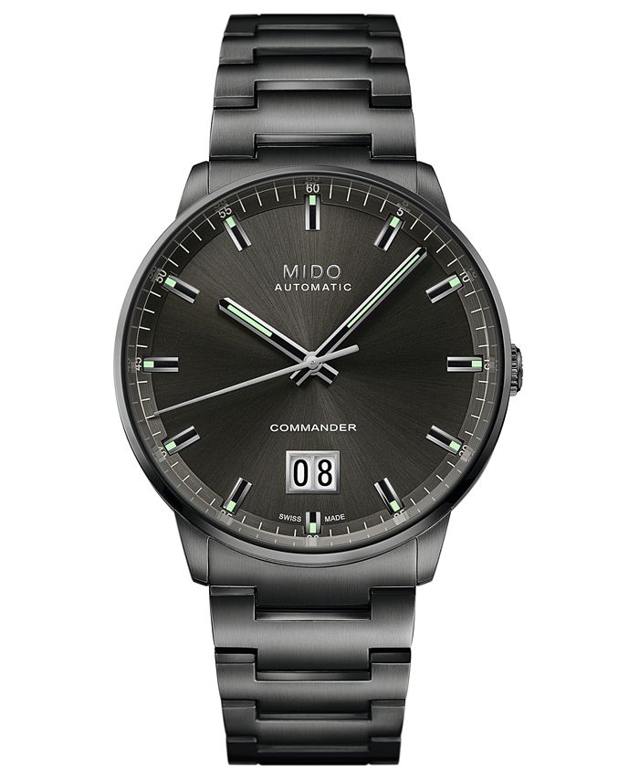 Mido Men's Swiss Automatic Commander Big Date Black PVD Stainless Steel ...
