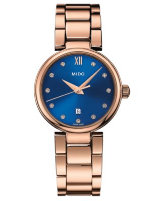 Mido Women's Swiss Baroncelli Donna Rose Gold-Tone PVD Stainless Steel ...