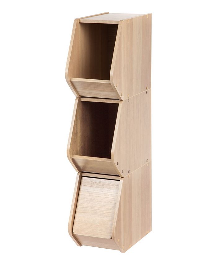 IRIS USA Modular Wood Stacking Storage Box With Door, Narrow - Macy's
