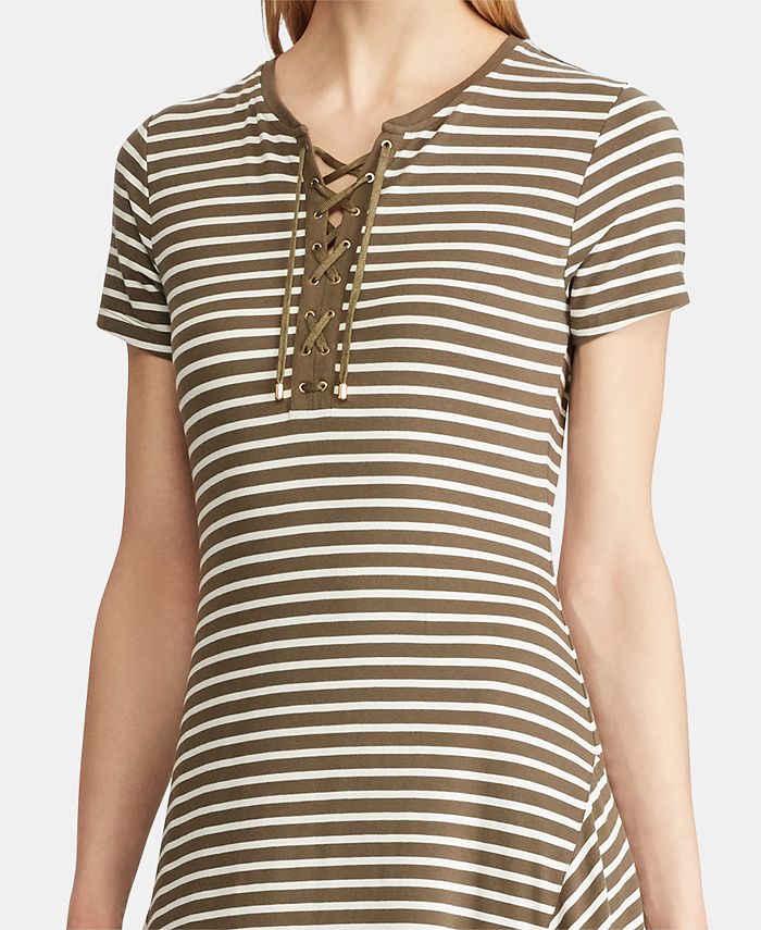 Lauren Ralph Lauren Stripe-Print Lace-Up Jersey Maxidress - Macy's