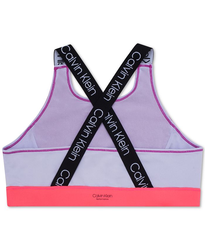 Calvin Klein Calvin Klein Big Girls Logo-Strap Colorblocked Sports Bra ...