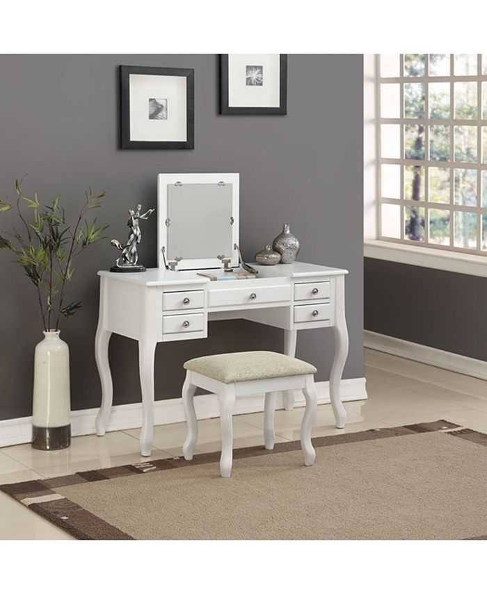 Benzara Vanity Set Featuring Stool And Mirror - Macy's
