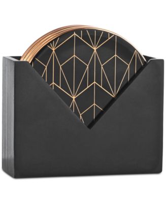 CLOSEOUT! Hotel Collection Ceramic Coaster Set with Holder, Created for ...