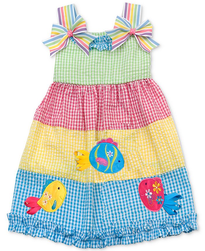 Rare Editions Toddler Girls Colorblocked Gingham Seersucker Dress - Macy's