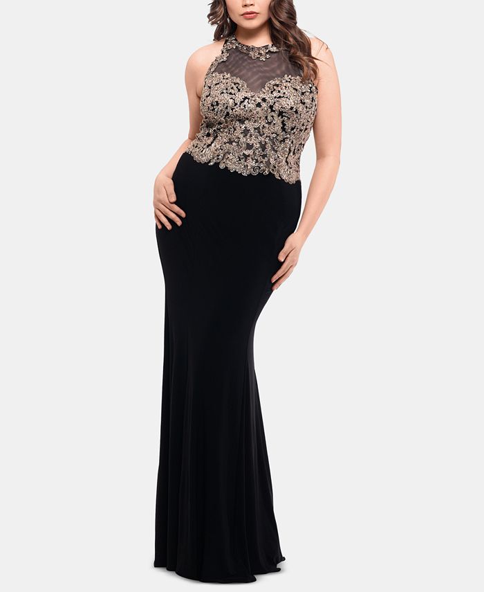 Xscape Plus Size Embellished Illusion Gown Macys