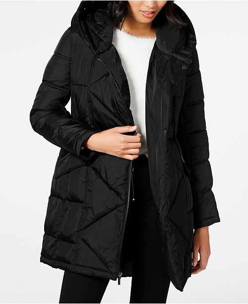 French Connection Asymmetrical Faux-Fur-Trim Puffer Coat & Reviews ...