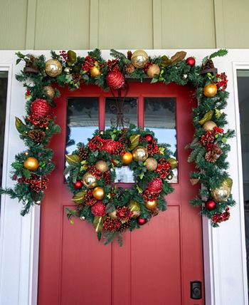 Village Lighting 9' Artificial Christmas Garland with Lights, Scarlet ...