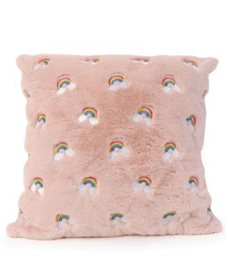 Rainbow Embroidered Fluffy Pillow - Macy's