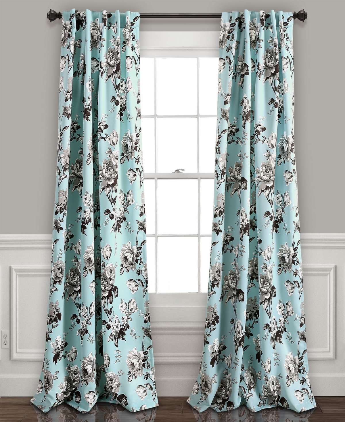 Click here for Tania Floral 52 x 84 Curtain Set - Blue prices