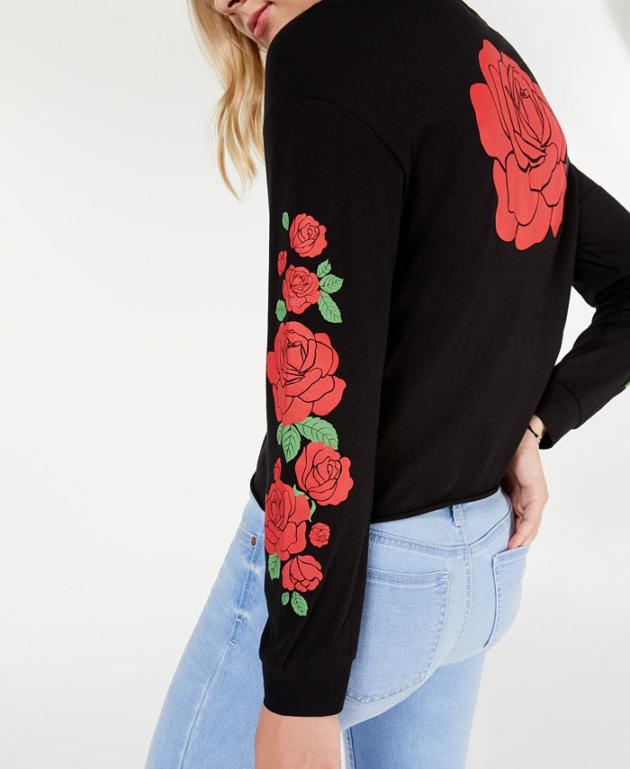 Rebellious One Juniors' Cotton Rose Graphic T-Shirt - Macy's