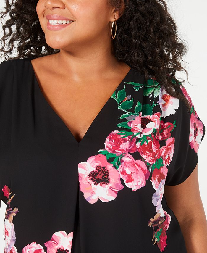 INC International Concepts INC Plus Size Mixed-Media Top, Created for ...