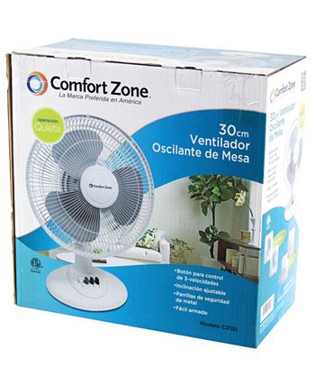 Comfort Zone Cz121Bw 12" Oscillating Table Fan - Macy's