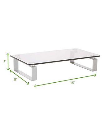 Mind Reader Glass Monitor Stand Riser For Computer, Laptop, Desk, Imac ...